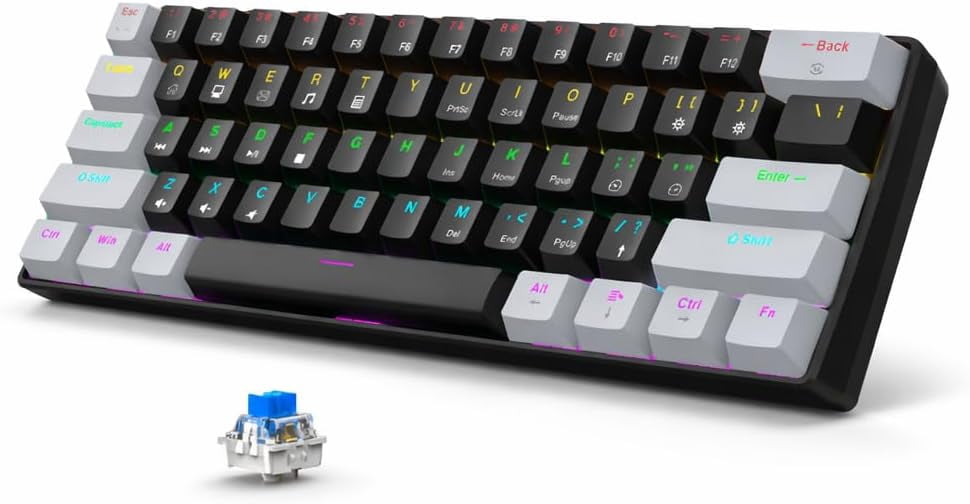 61-Key Ultra-Compact Mechanical Gaming Keyboard with RGB Backlight ...