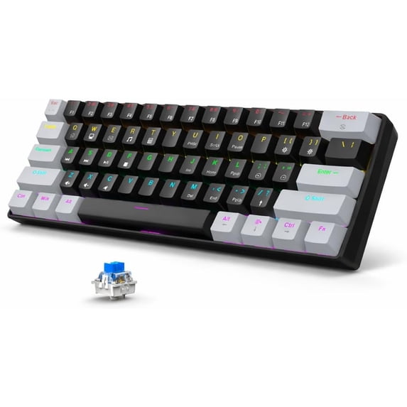 61-Key Ultra-Compact Mechanical Gaming Keyboard with RGB Backlight ...