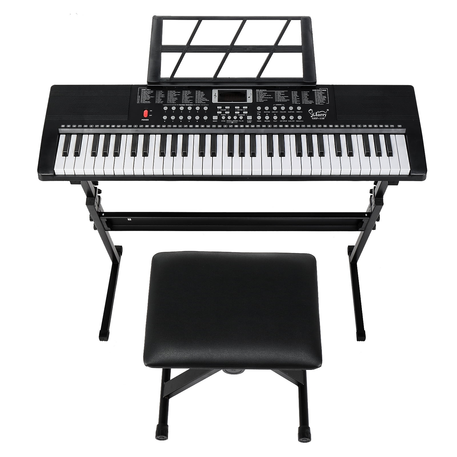 61 Keys Electric Keyboard with Stand & Bench Set, Keyboard with Built ...