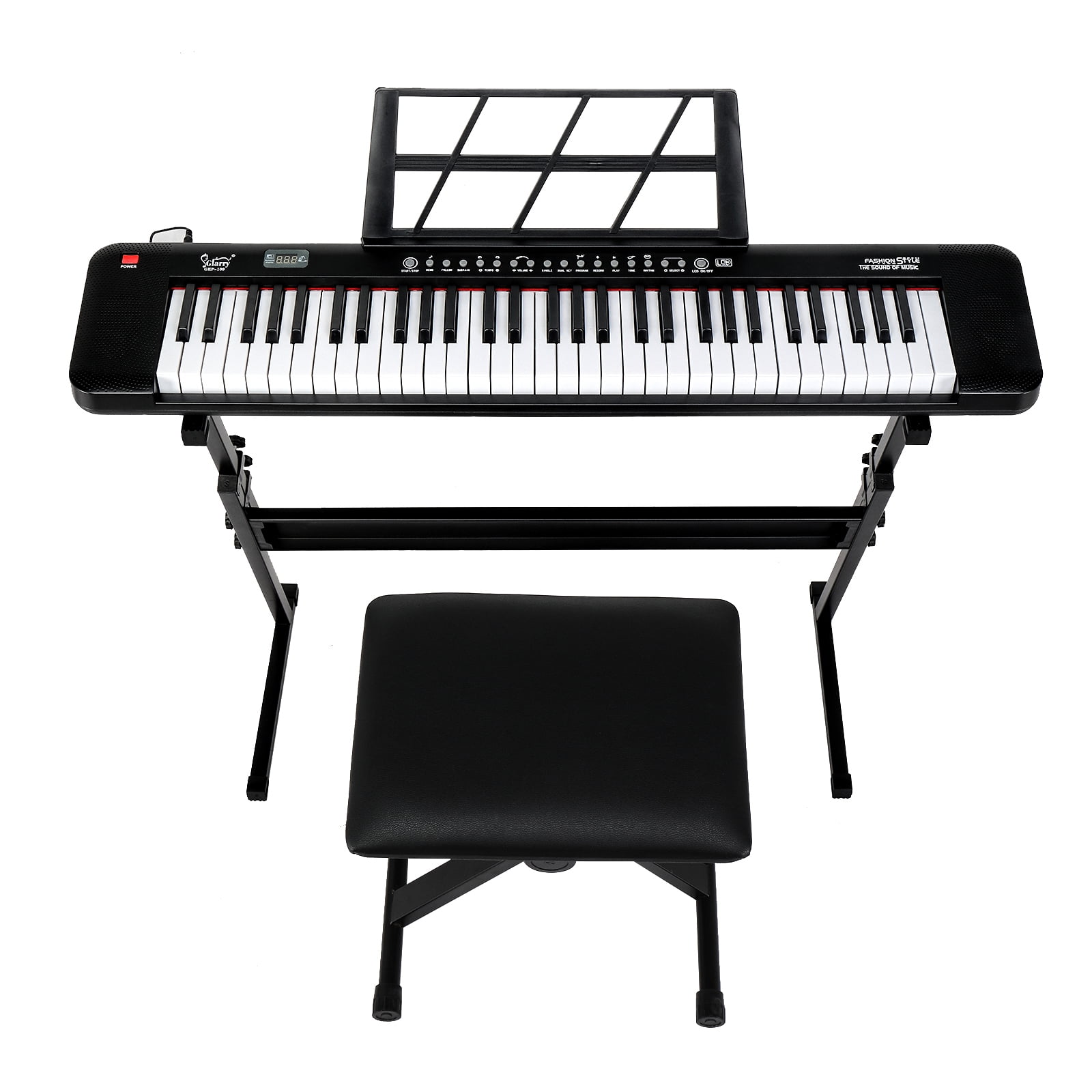 61 Keys Lighting Keyboard with Stand & Bench Combo, Electric Keyboard ...