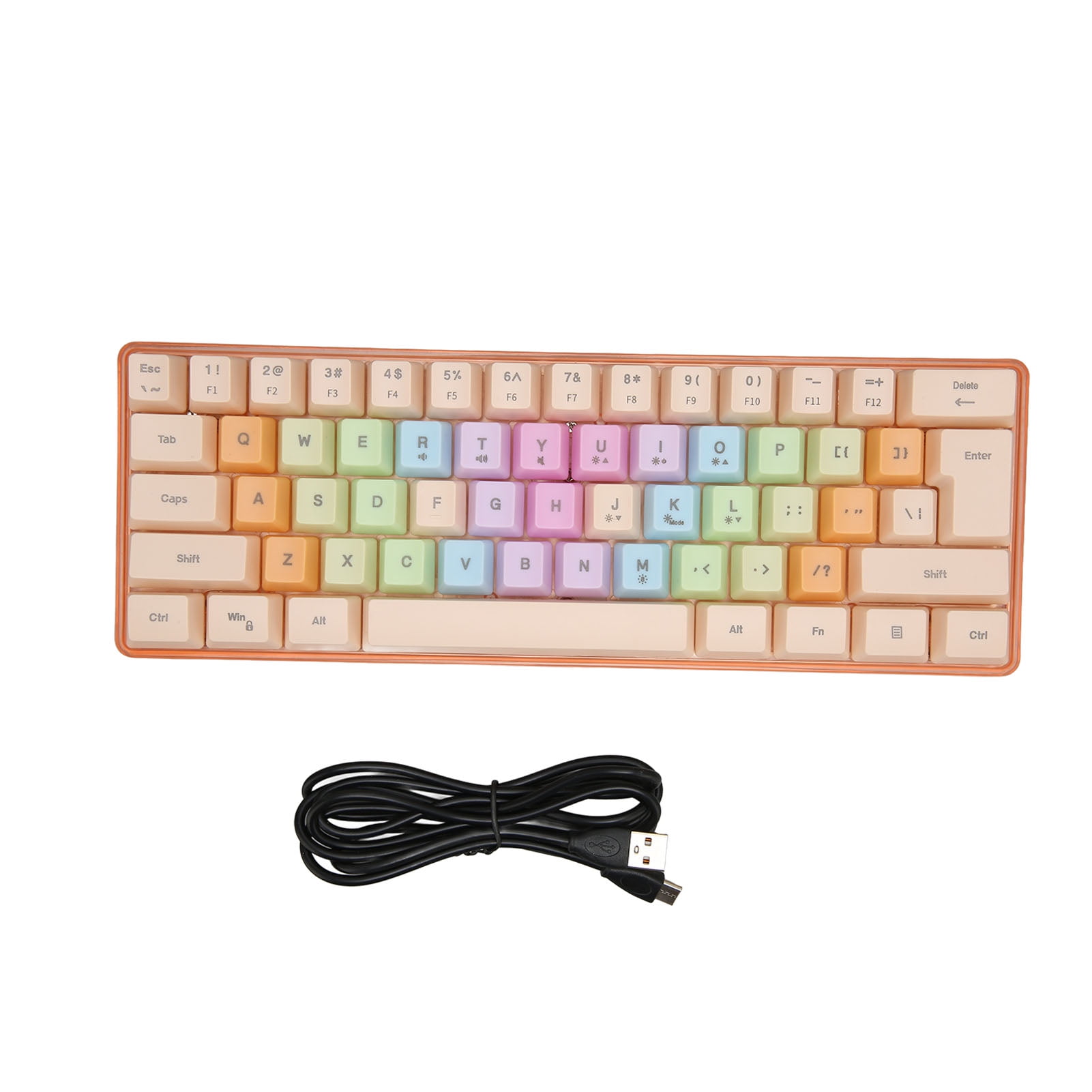 61 Keys Mechanical Keyboard Backlight Colorful Keycaps Mini Wired ...