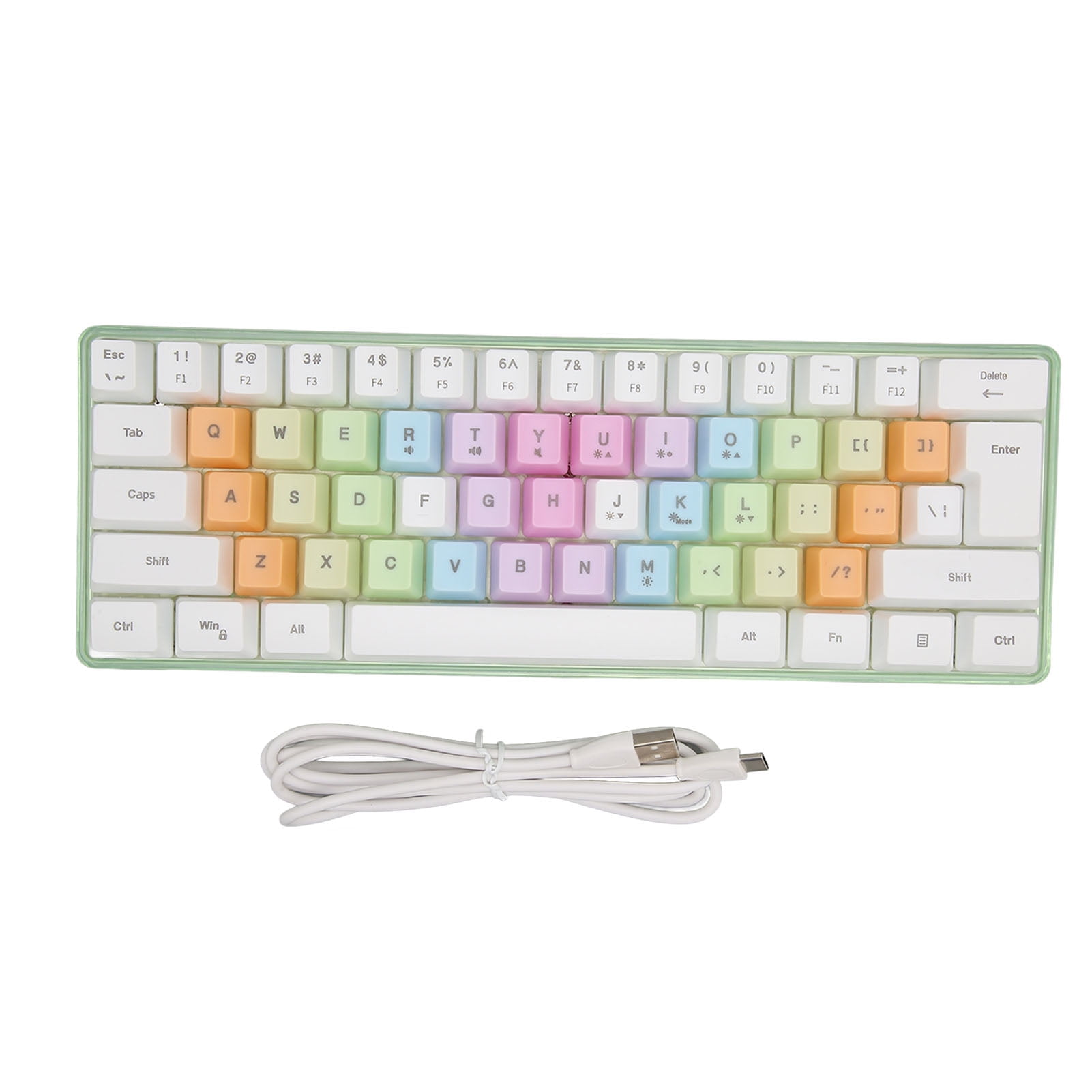 61 Keys Mechanical Keyboard Backlight Colorful Keycaps Mini Wired ...