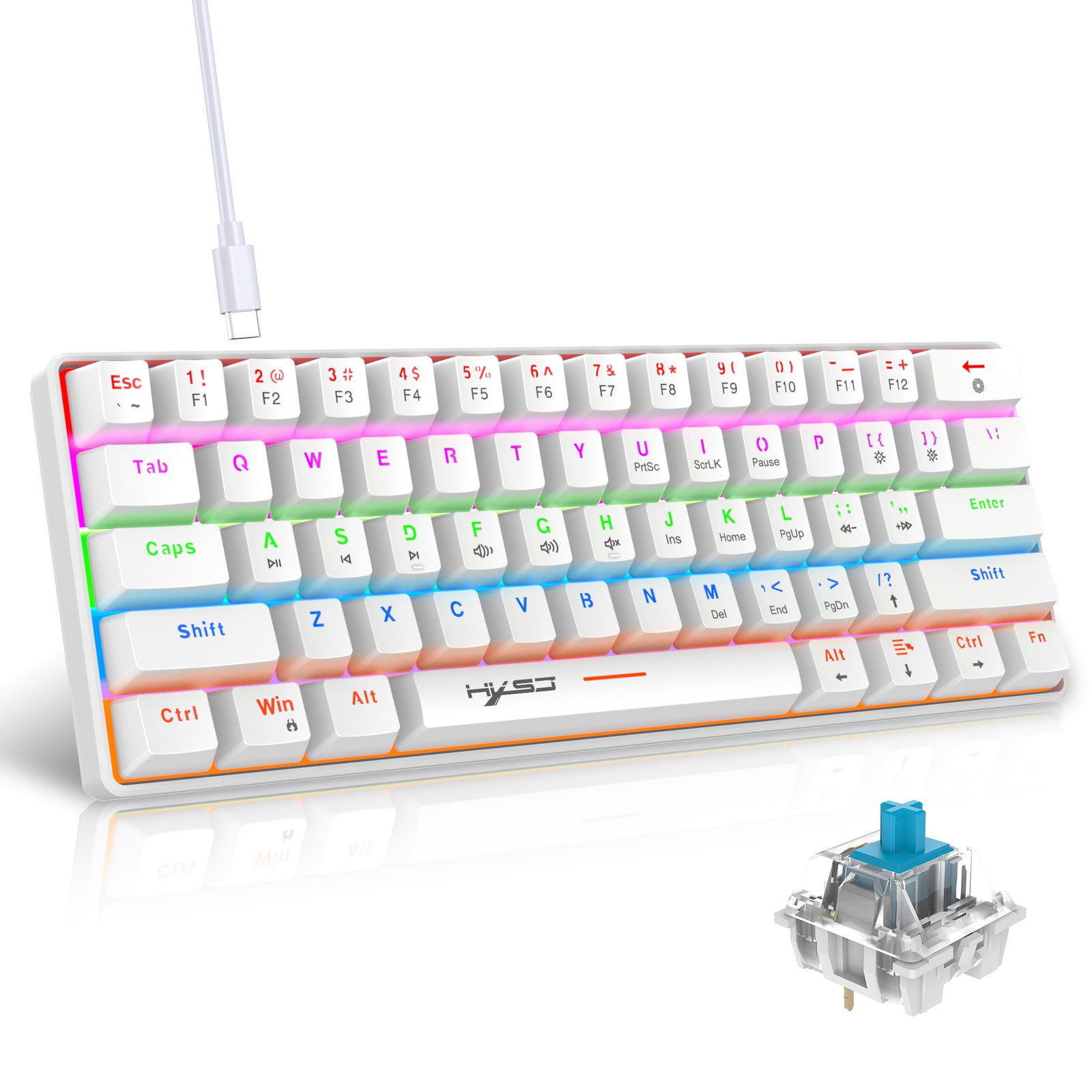 61 Keys RGB Optical Mechanical Gaming Keyboard,Wired PC Gaming ...
