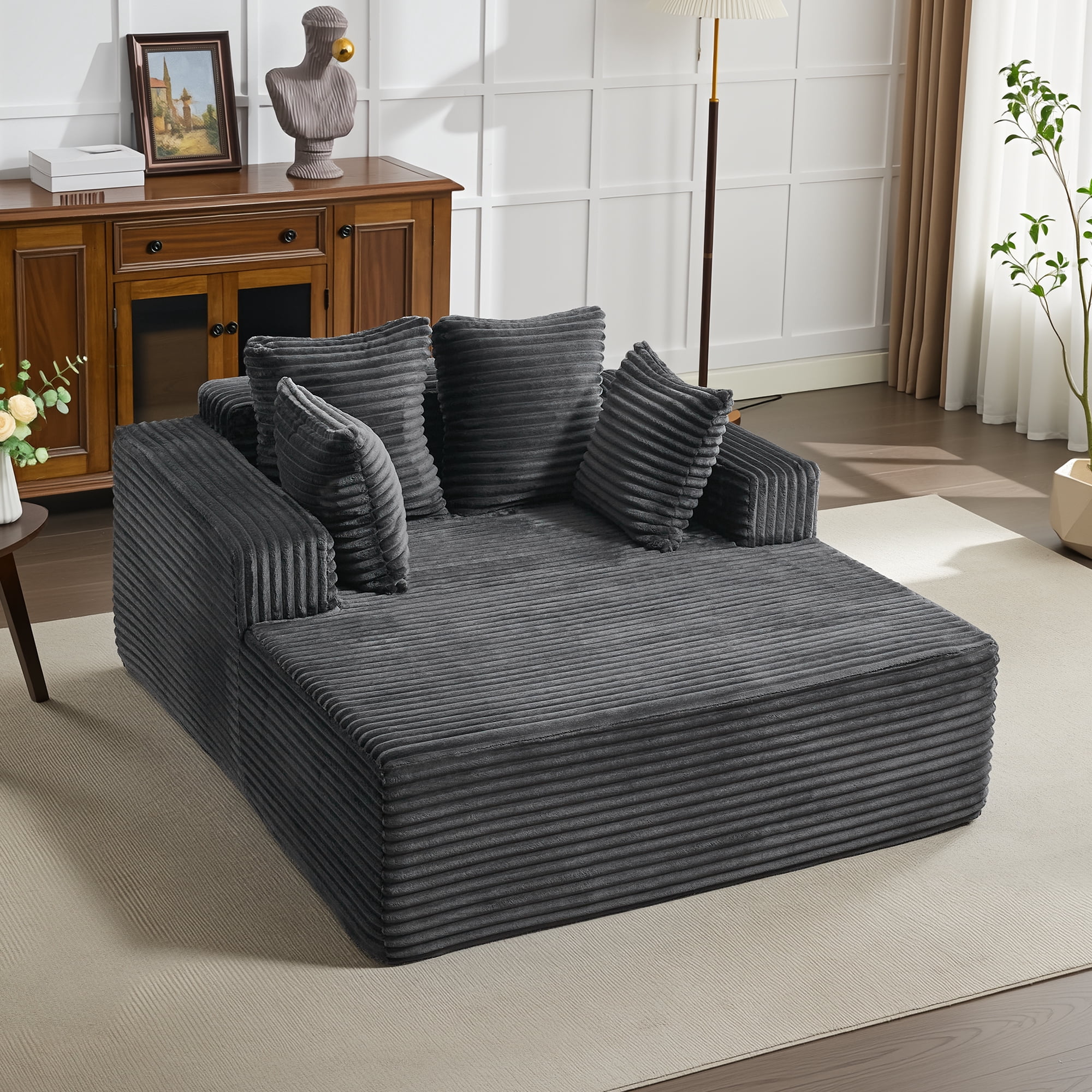 61"L Modern Accent Oversized Chaise Lounge Chair, Boneless Couch Cloud ...