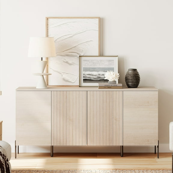 61" Minimalist 4-Door Sideboard With Rectangular Geometric Design And ...