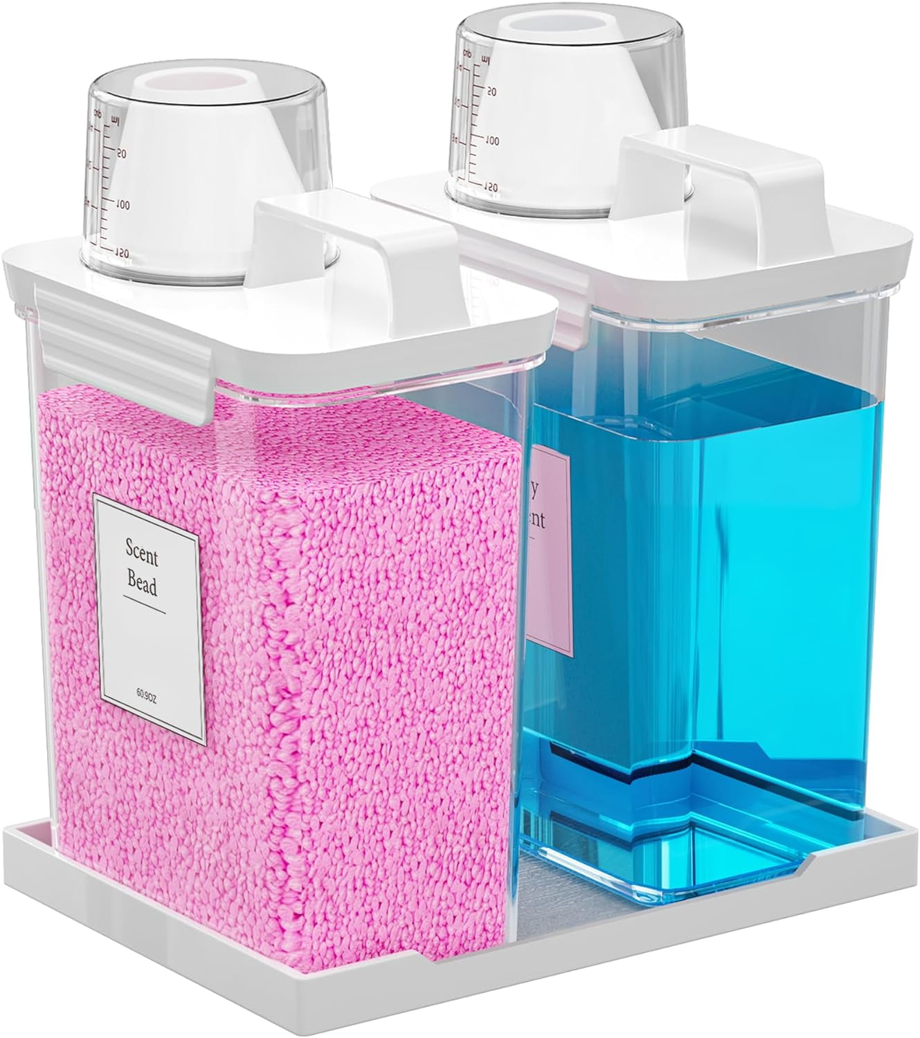 61 Oz Laundry Detergent Dispenser Container With Tray And Labels ...