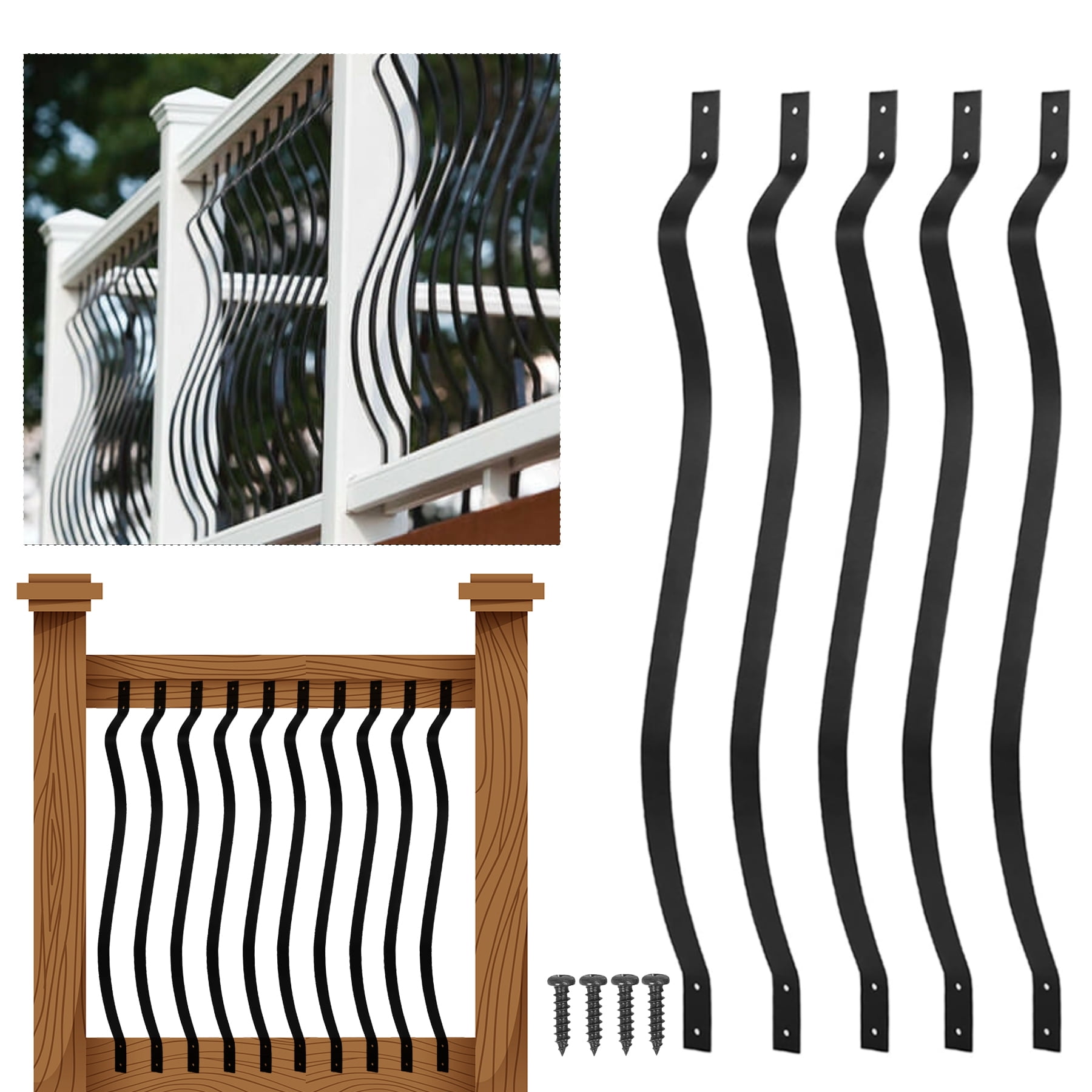 61-Pack 32.25 Inch Metal Balusters, Staircase Spindles With Screws ...