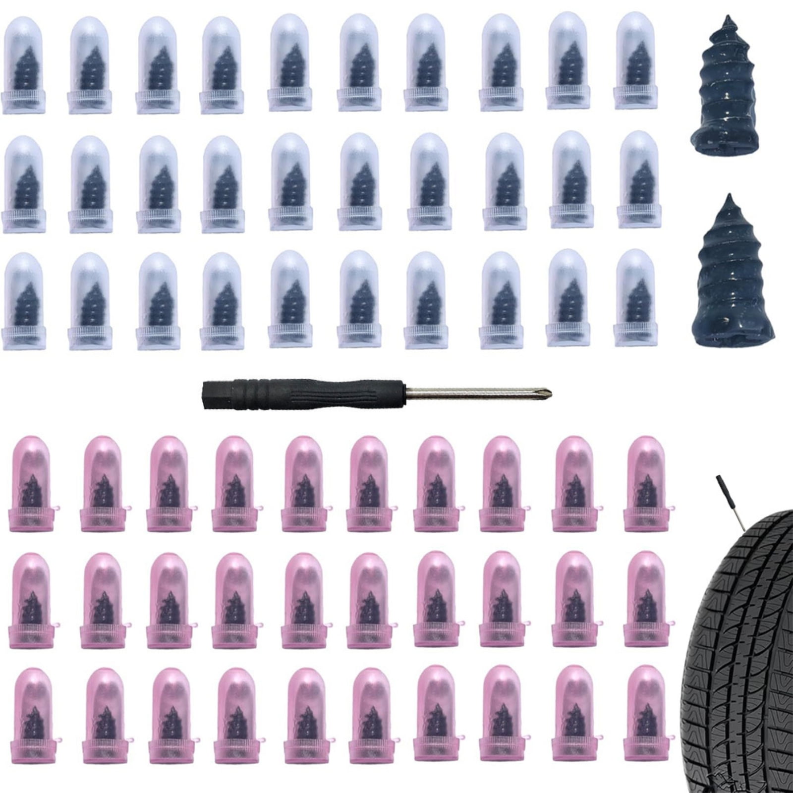 61 Pcs Tire Repair Rubber Nail, Vacuum Tire Repair Kit Spiral Rubber ...
