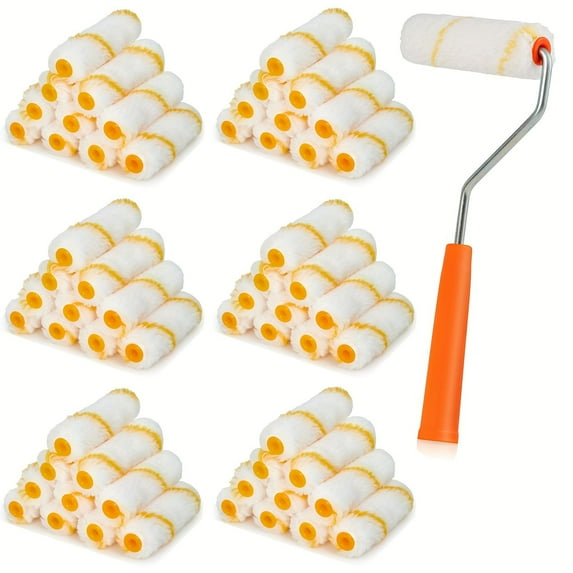 61-Piece 4 Inch Paint Roller Kit, Includes 1 Long Handle Roller Frame ...