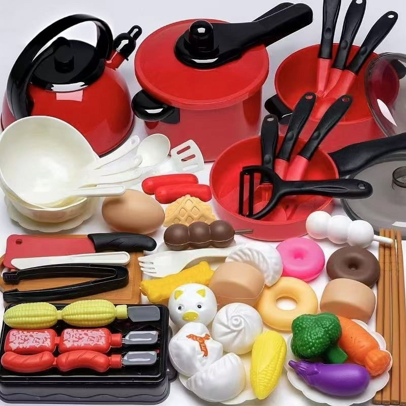 61-Piece Kids' Play Kitchen Set - Miniature Pretend Play Cooking Toys ...