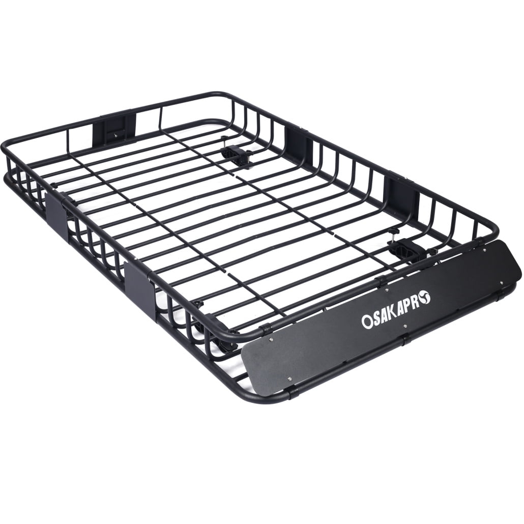 61" Roof Cargo Basket With Heavy-Duty Steel Frame and Steel Wind ...