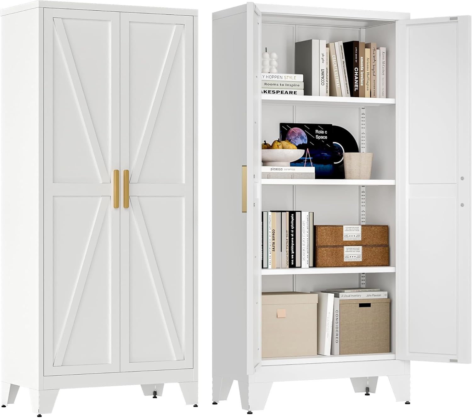 61" Tall Farmhouse Metal Pantry Cabinet, Kitchen Pantry Storage ...