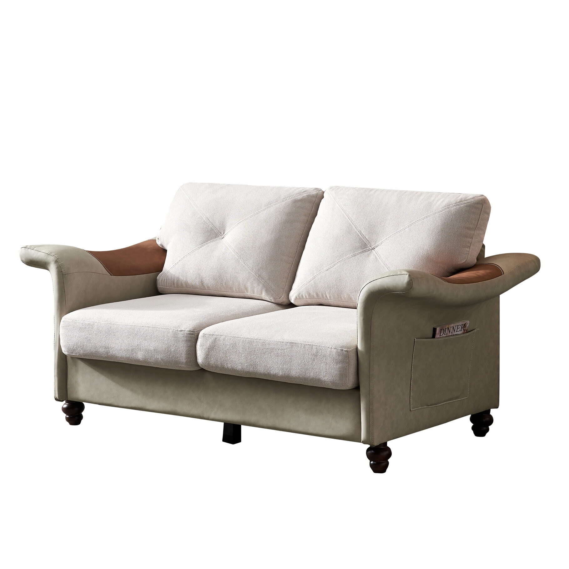 61''W Accent Loveseat Sofa with Removable Storage Boxes and Side Pocket ...