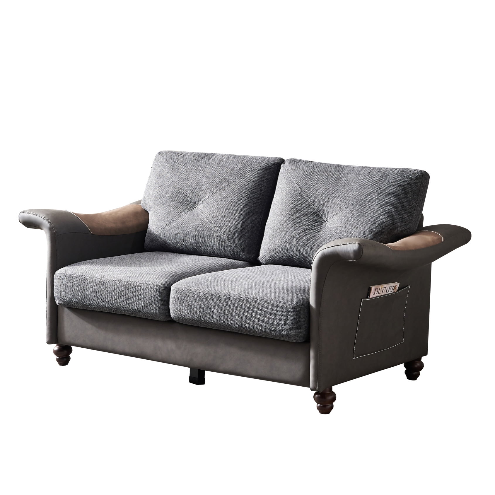 61''W Accent Loveseat Sofa with Removable Storage Boxes and Side Pocket ...