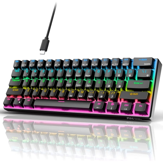 61 Wired 60% Mechanical Gaming Keyboard Programmable QMK/VIA RGB ...