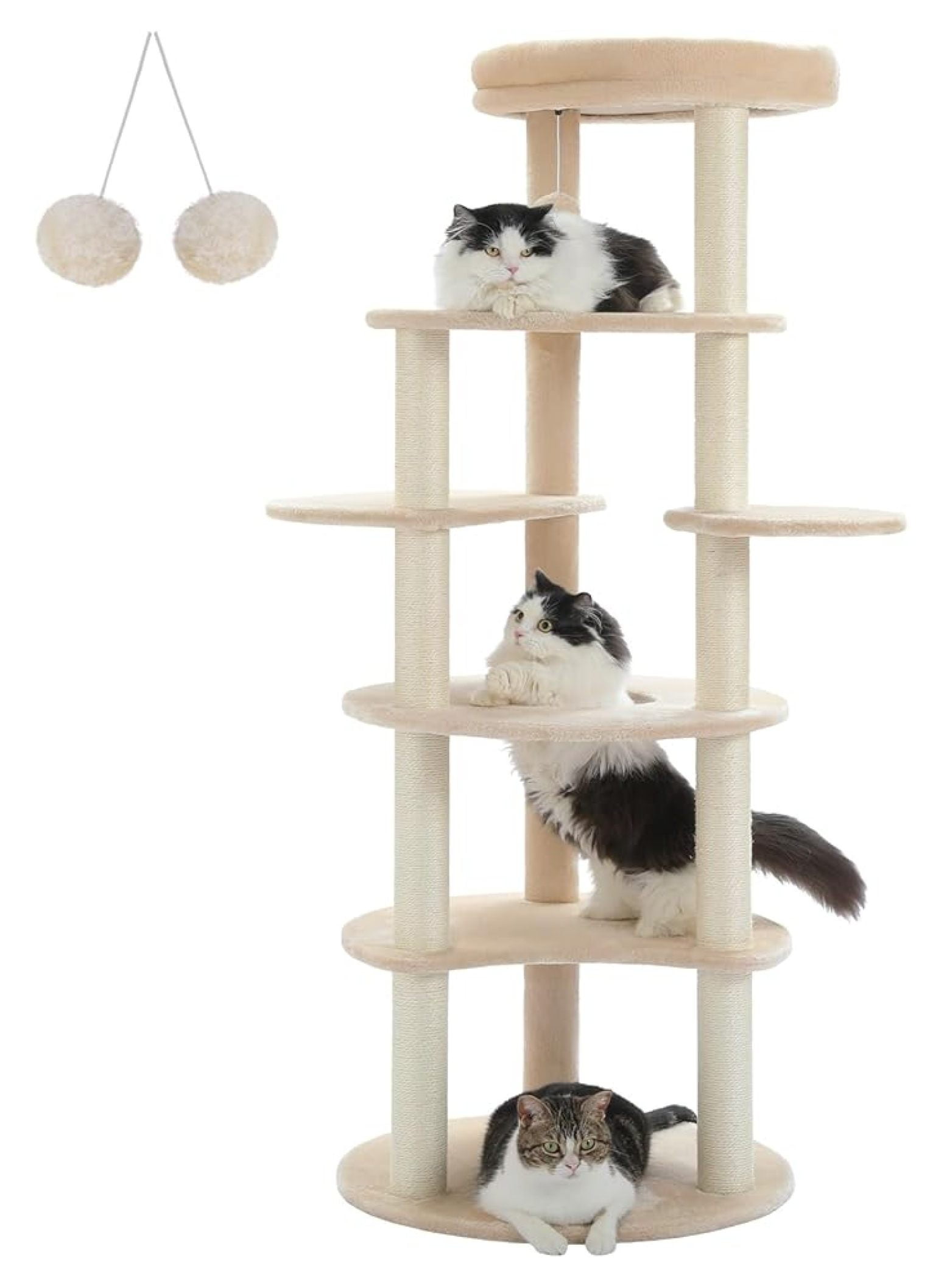 61" for Indoor Cats, [6-Levels] Cat Climbing Tower with 9 Sisal ...
