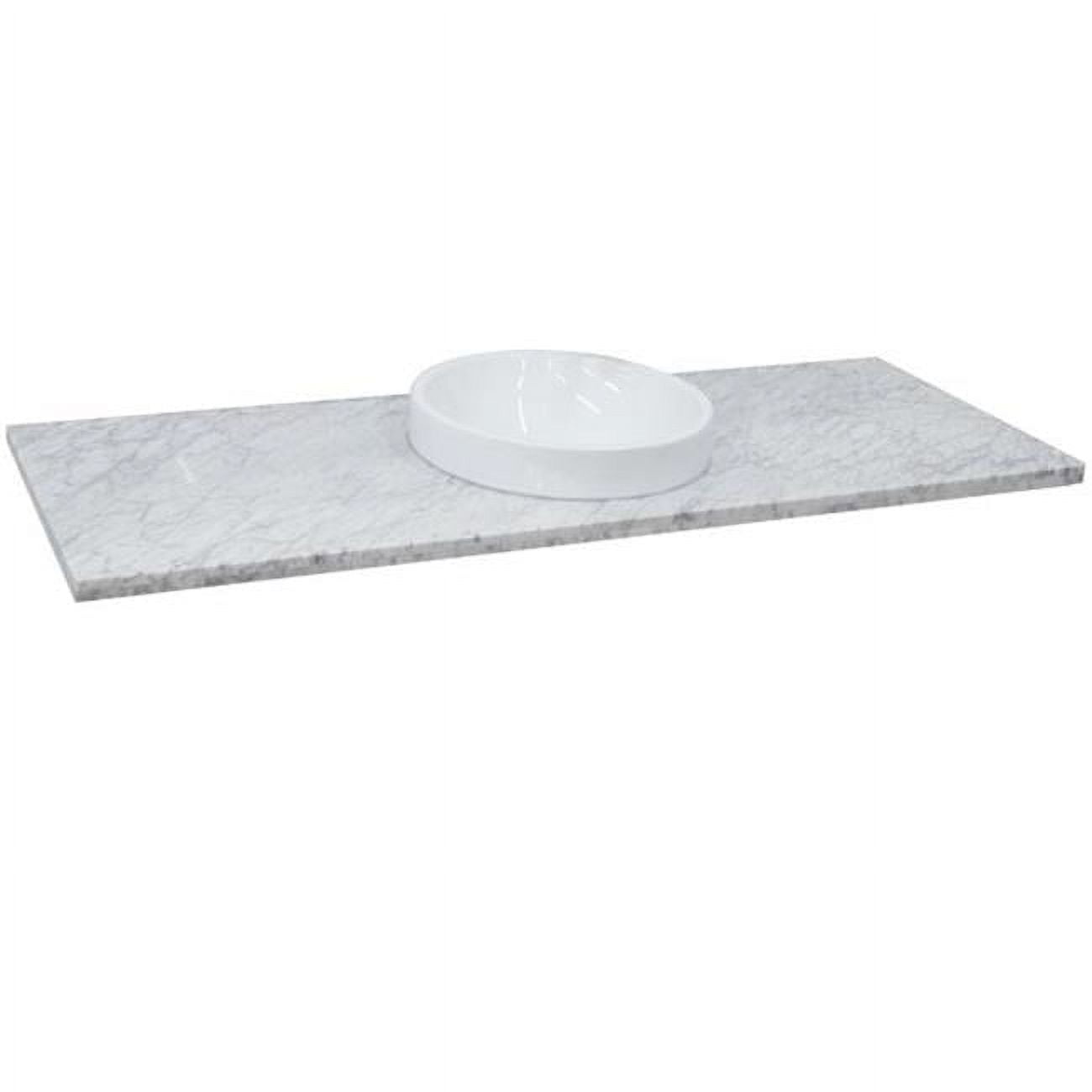 61 in. Carrara Marble Countertop & Single Round Sink, White - Walmart.com