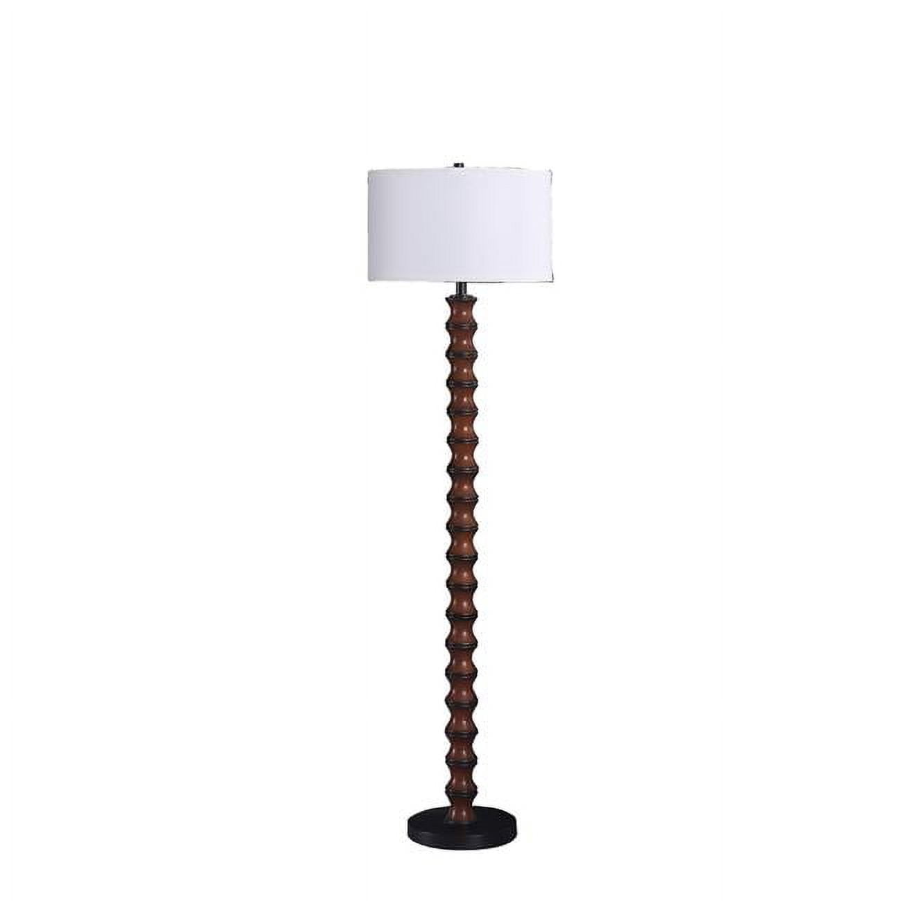 61 in. Faux Wood Bubble Floor Lamp with White Drum Shade, Dark Cherry ...