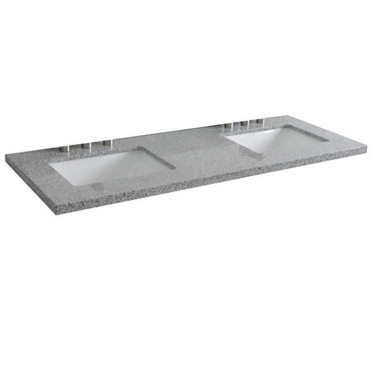 61 in. Granite Countertop & Double Rectangle Sink, Gray - Walmart.com