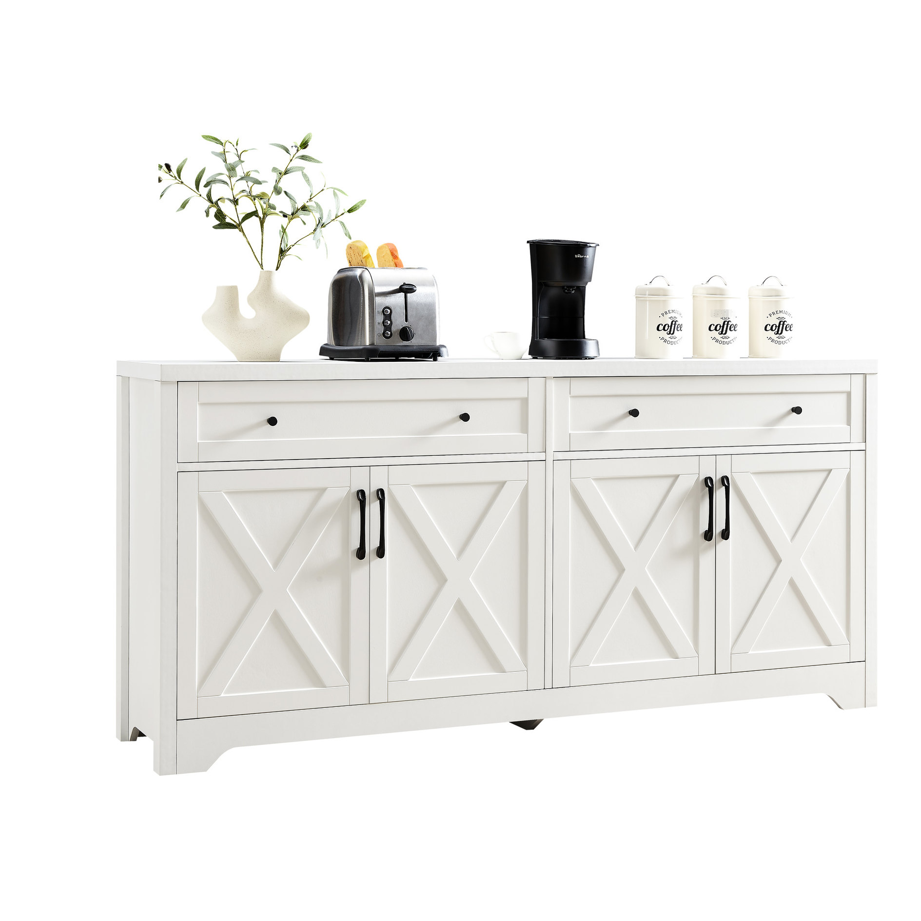 61-inch TV Cabinet in White, Suitable for Bedroom and Office, with ...