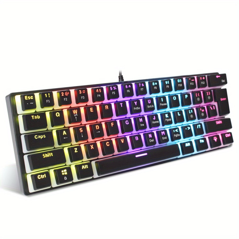 61-key Wired Mechanical Keyboard, Color Backlit Pudding Keycaps, Green ...