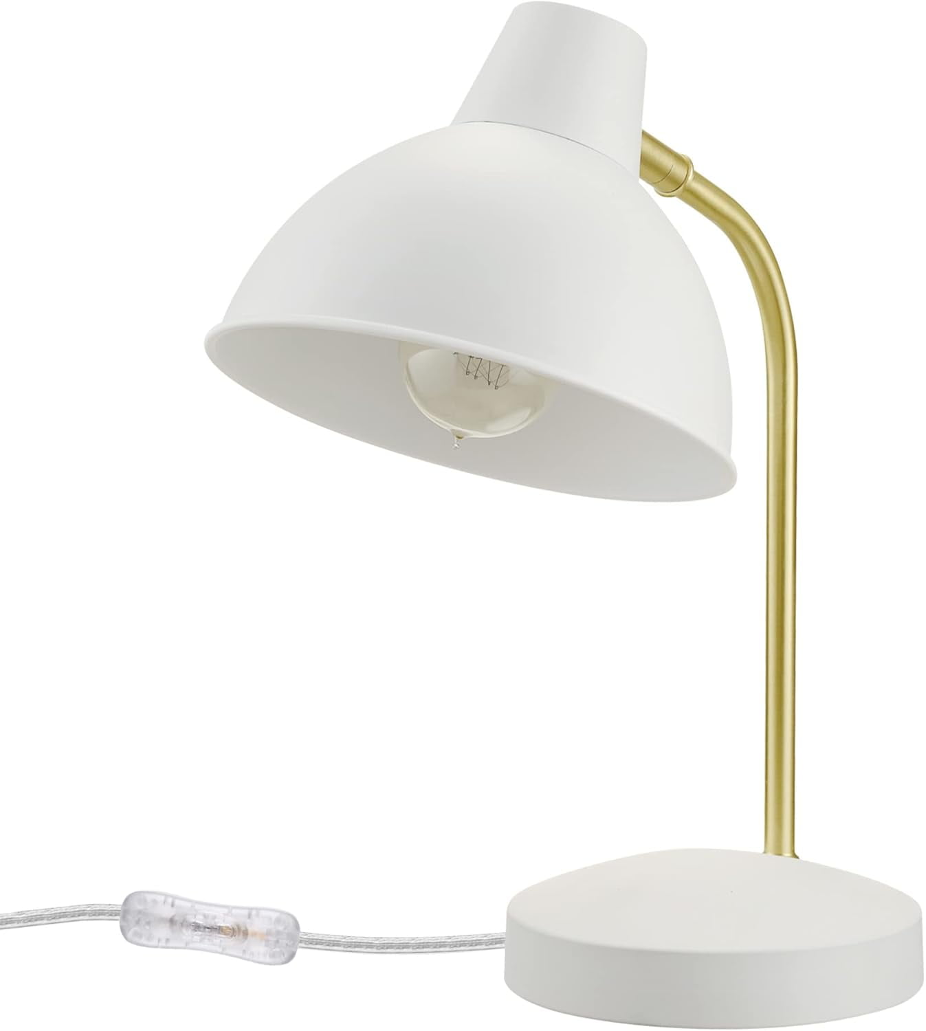 61000057 16" Desk Lamp, Matte Brass Finish, White Linen Shade, Pivot ...