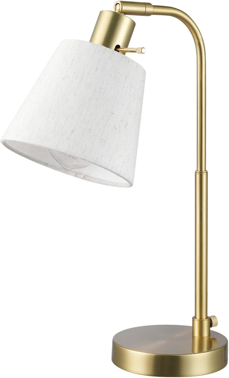 61000057 16" Desk Lamp, Matte Brass Finish, White Linen Shade, Pivot ...
