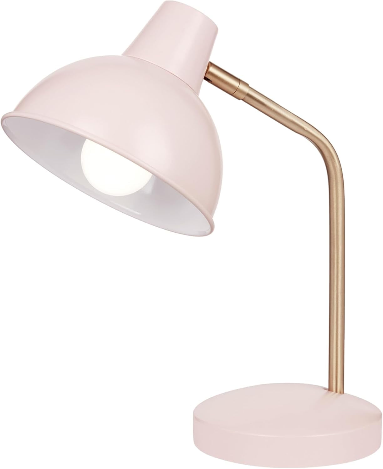 61000057 16" Desk Lamp, Matte Brass Finish, White Linen Shade, Pivot ...