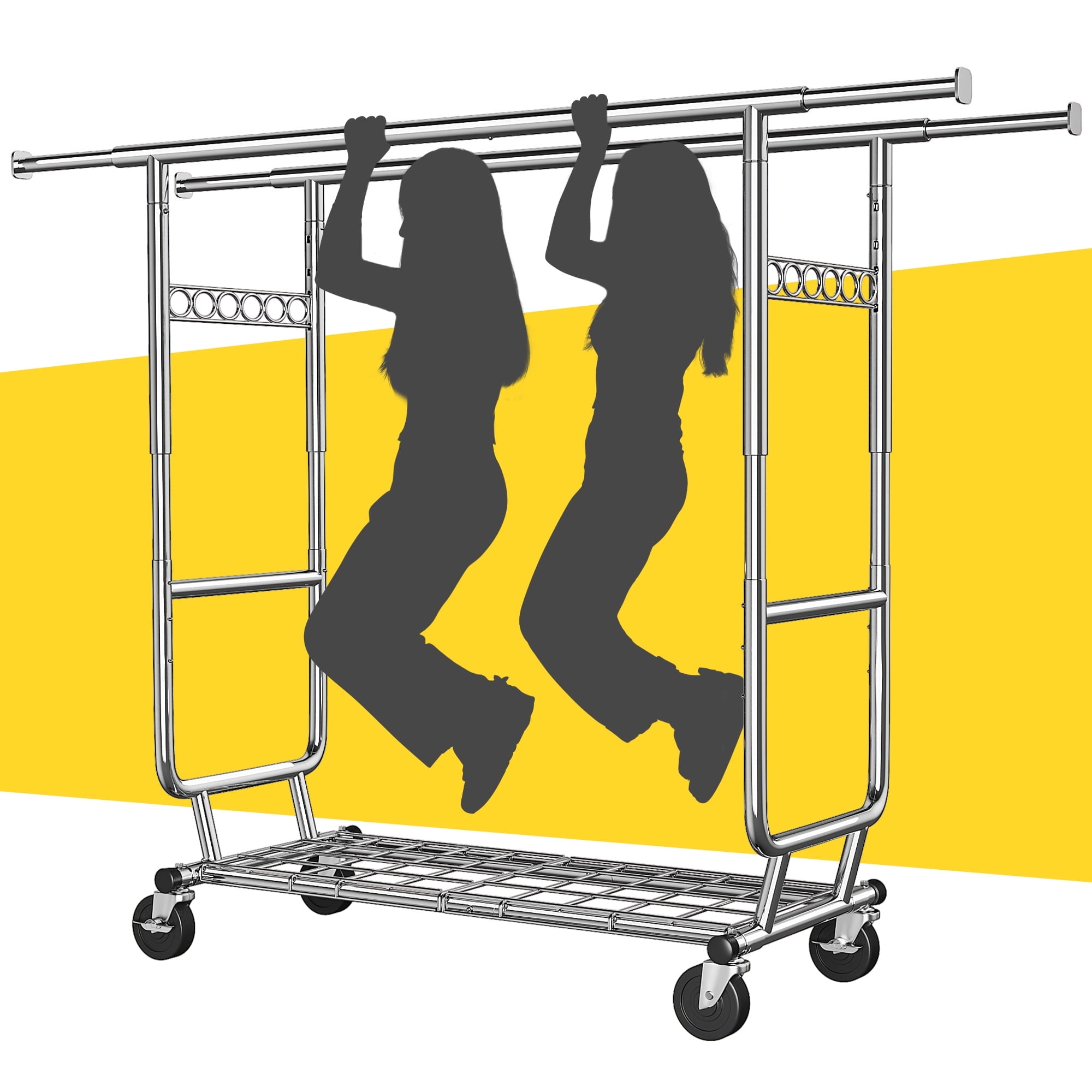 610LBS Heavy Duty Clothes Rack with Wheels,Adjustable Commercial ...