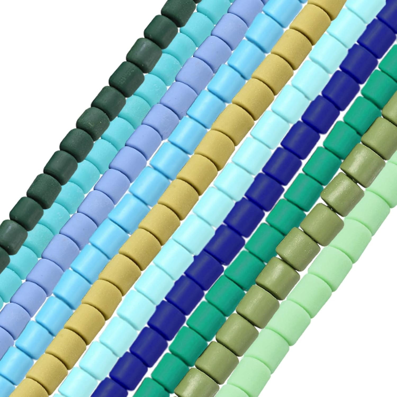 610Pcs 10 Strands Blue Series Gradient Vinyl Heishi Beads Cylinder ...