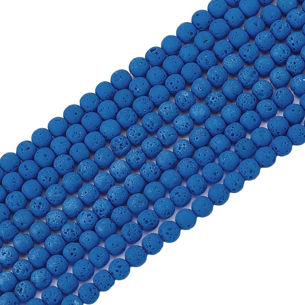 610pcs 6mm Natural Lava Beads Blue Bead Blue Lava Stone Beads Oil ...