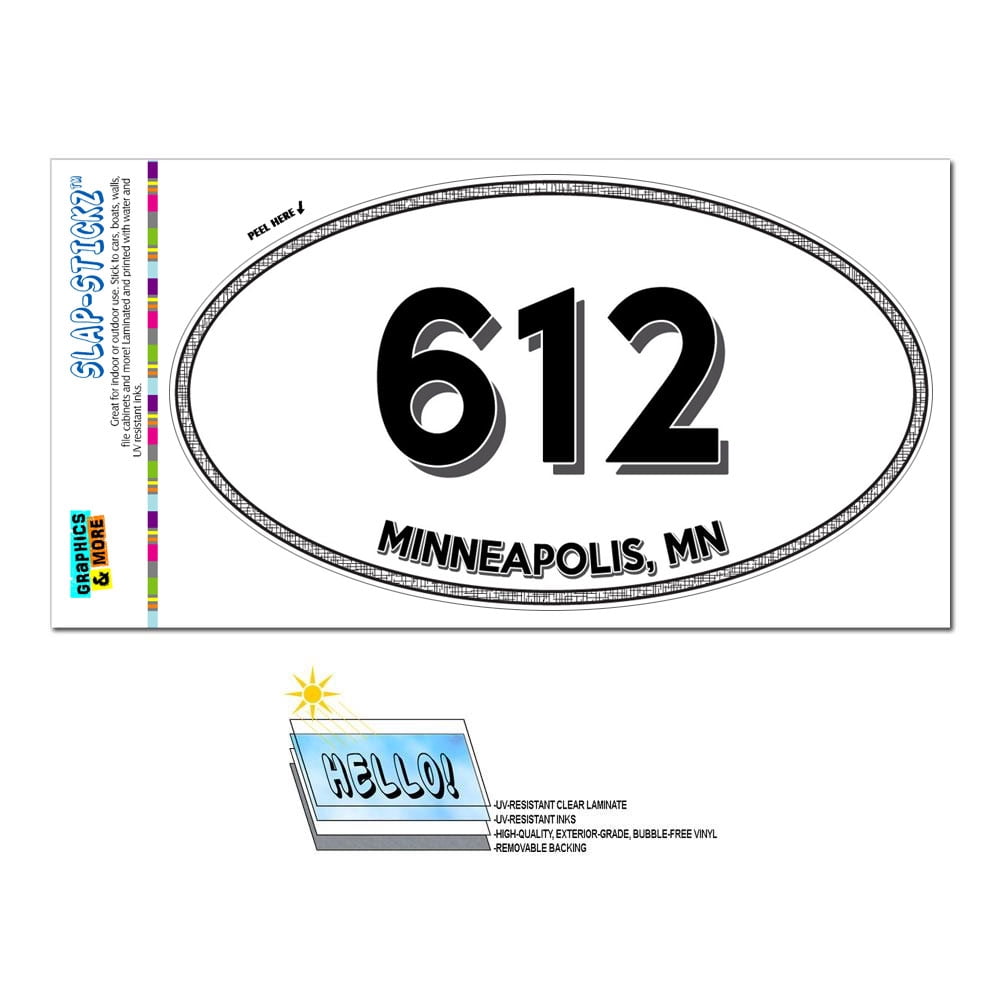 612 - Minneapolis, MN - Minnesota - Oval Area Code Sticker - Walmart.com