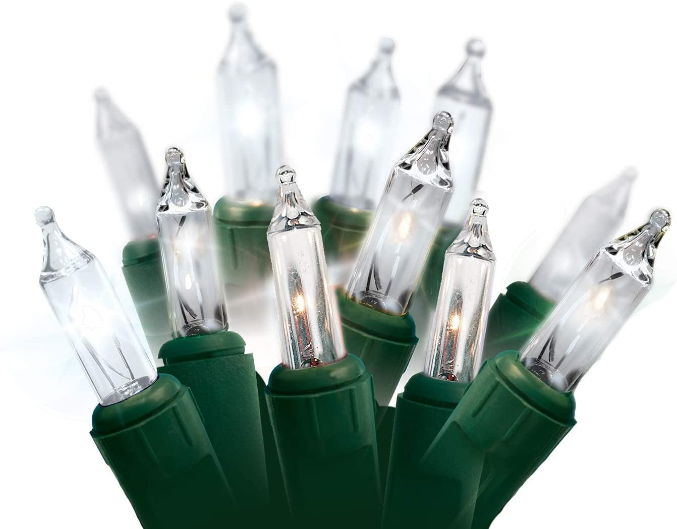 612 Vermont 100 Clear Christmas Twinkle Lights on Green Wire, 12 of 100 ...