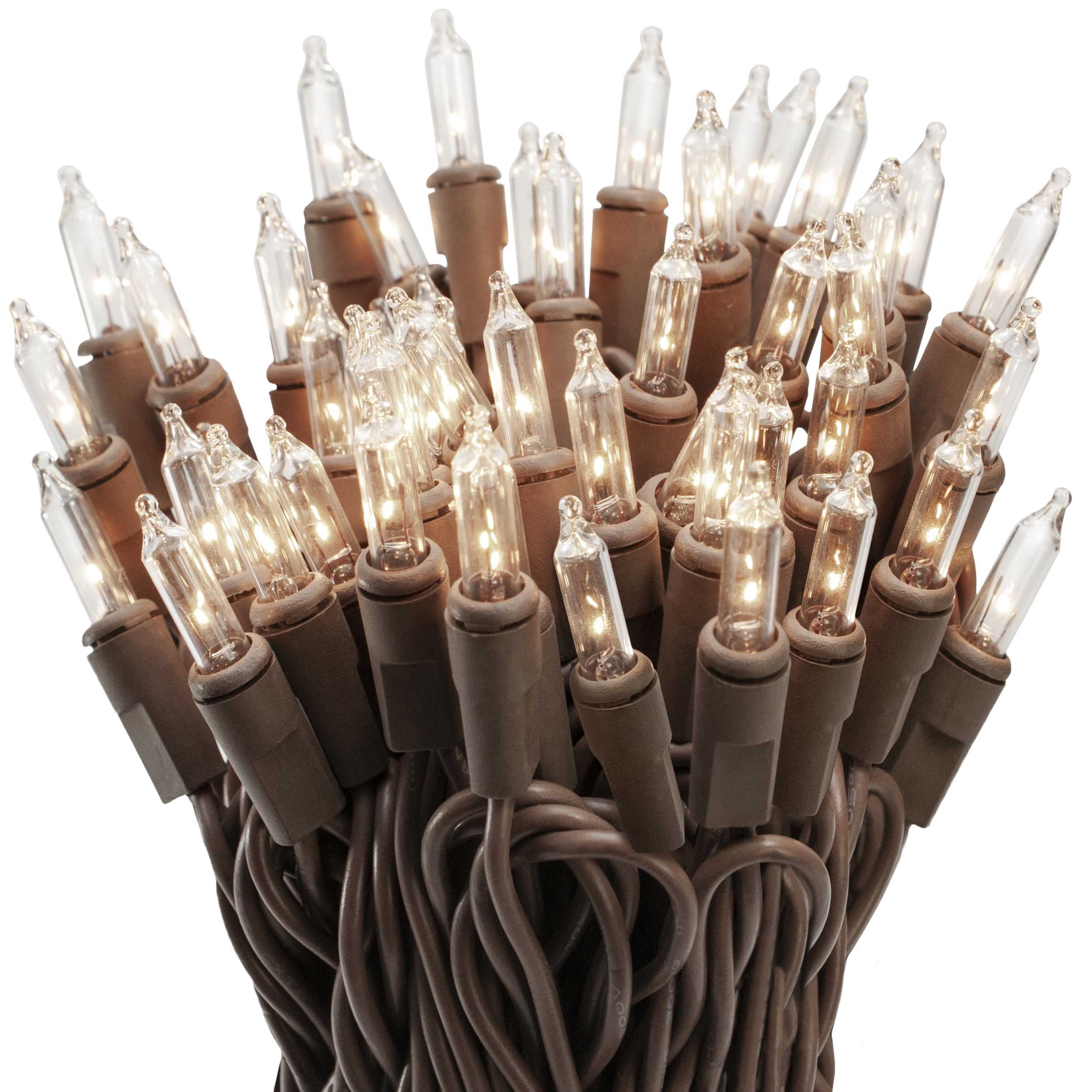 612 Vermont Electric 100 Clear Mini Christmas String Lights, Brown Wire ...