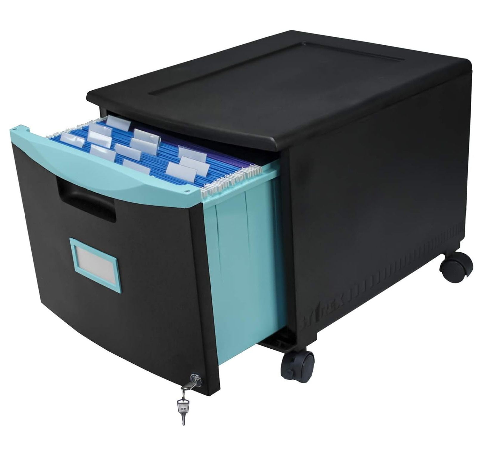 61270U01C File Cabinet, 1-Drawer, Black/Teal - Walmart.com