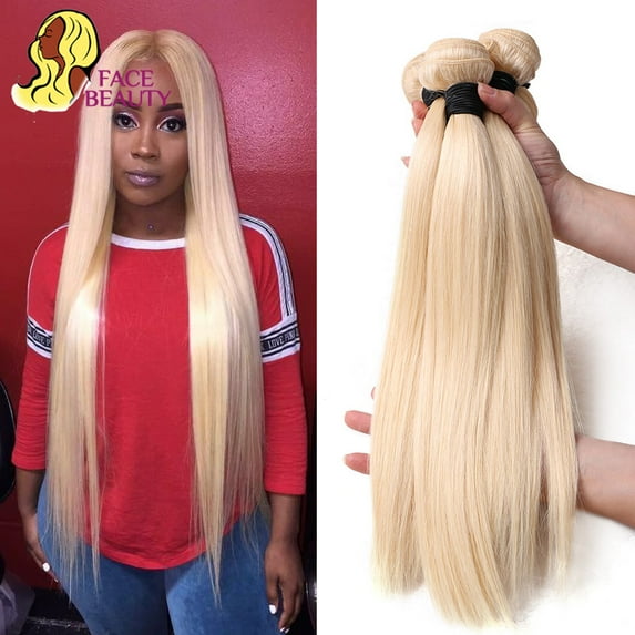 613 Blonde 1/3/4 Brazilian Hair Bundles Straight Weave Remy 100% Human ...