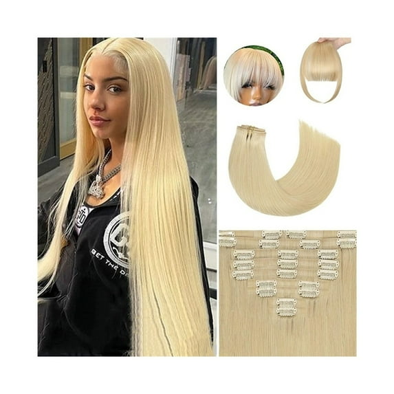 #613 Blonde Clip in Hair Extensions Straight Human Hair Extensions Clip ...