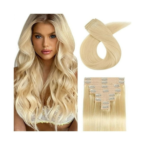 #613 Blonde Color Clip in Hair Extensions 8Pcs 16-26Inch Long Straight ...