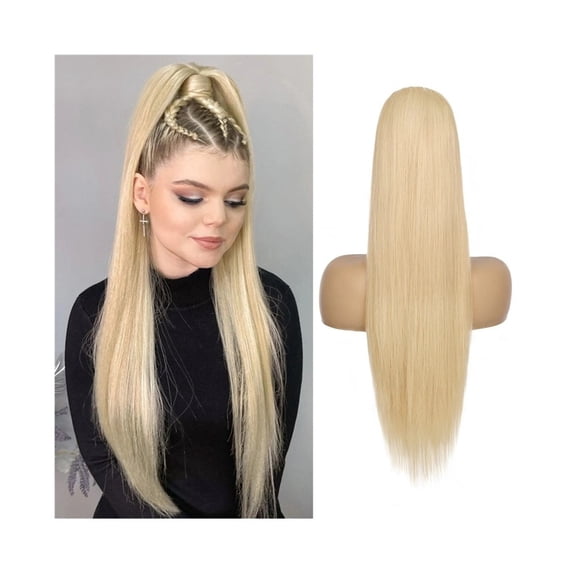 #613 Blonde Drawstring Ponytail 16-26Inch Long Straight Human Hair Pony ...