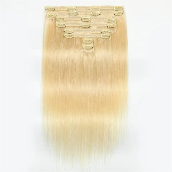 613 Blonde Straight Clip In Hair Extensions100% Human Hair Thick Hair ...