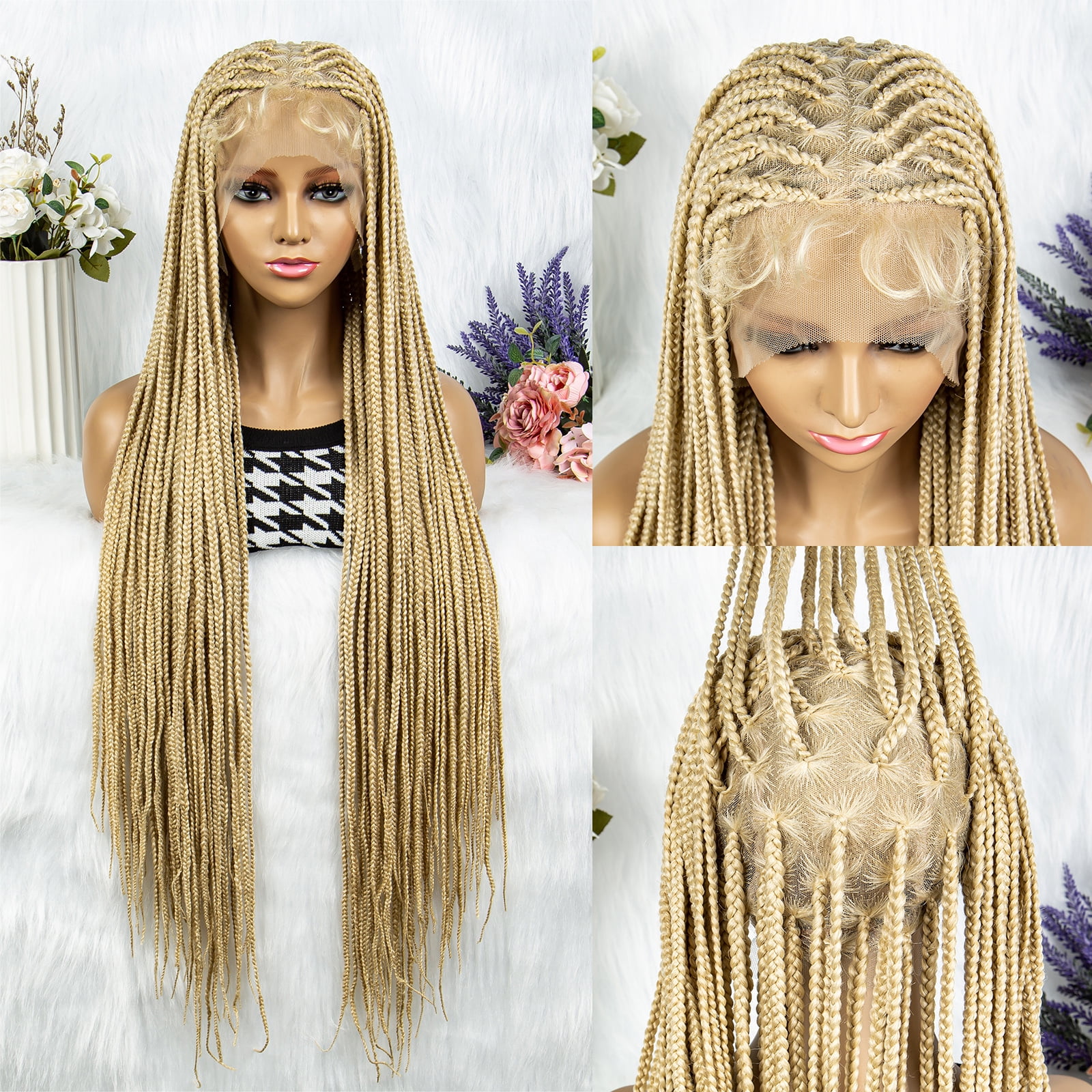613 Color Braided Wigs for Black Women Transparent HD Full Lace ...