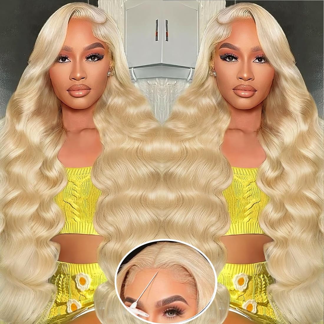 613 Lace Front Wig Human Hair 26 Inch Blonde Wig Human Hair 200 Density ...