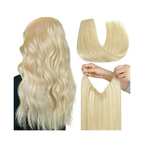 #613 Wire Hair Extensions 120g Bleach Blonde Fish Line Hair Extensions ...