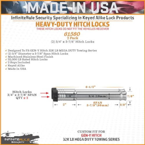 61580 | 2 Pack, Keyed Alike, Gen-Y Hitch Locks for Gen-Y 32K Mega Duty ...