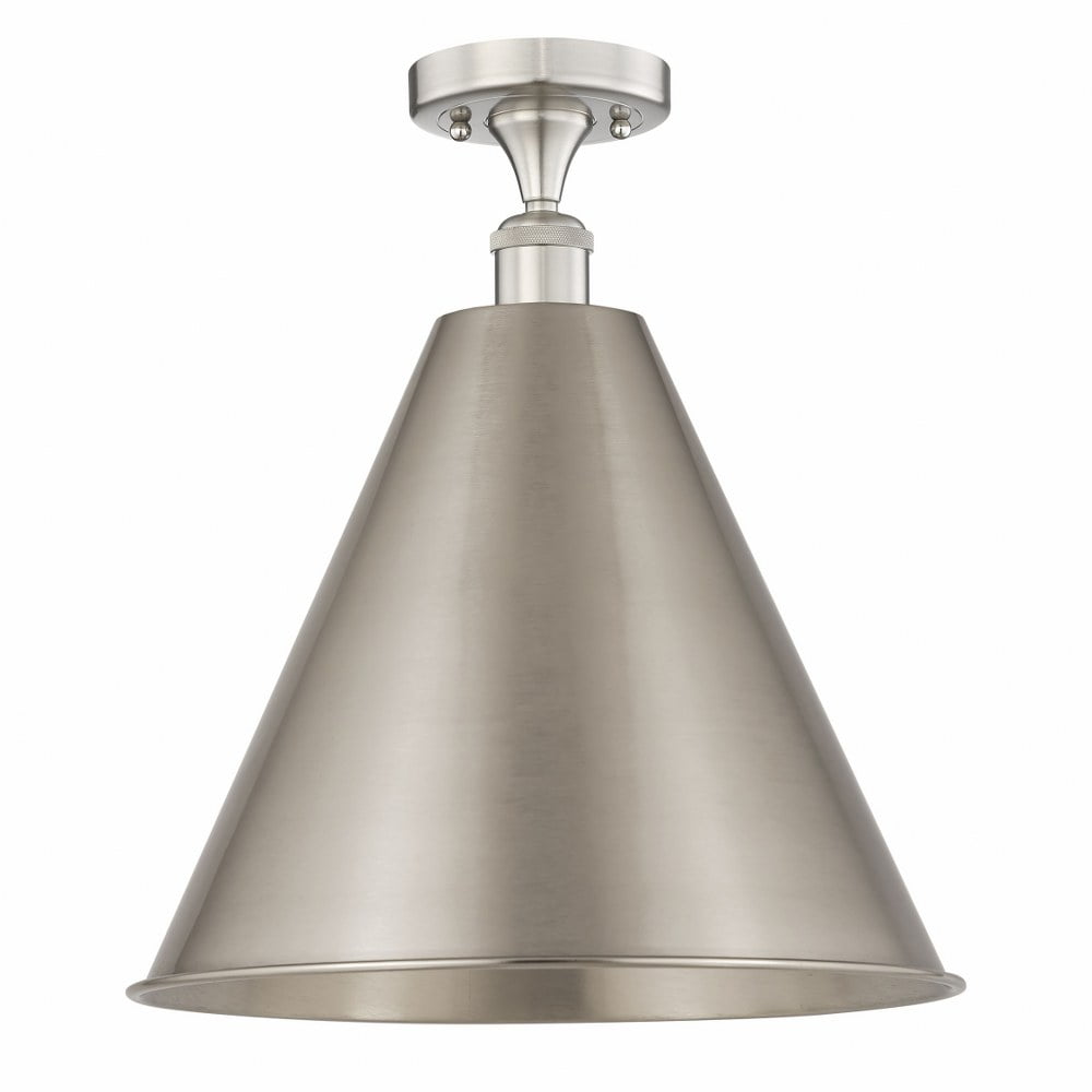 616-1F-SN-MBC-16-SN-Innovations Lighting-Edison Cone - 1 Light Semi-Flush Mount In Industrial ...