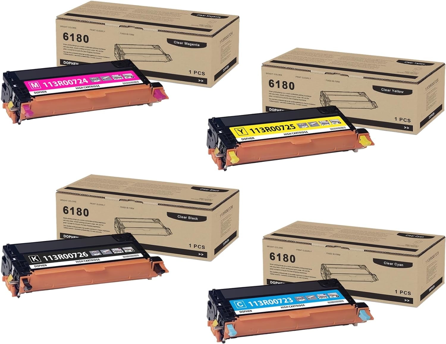 6180 / 6180 MFP High Capacity Toner Cartridges (4Pack, BK/C/M/Y ...