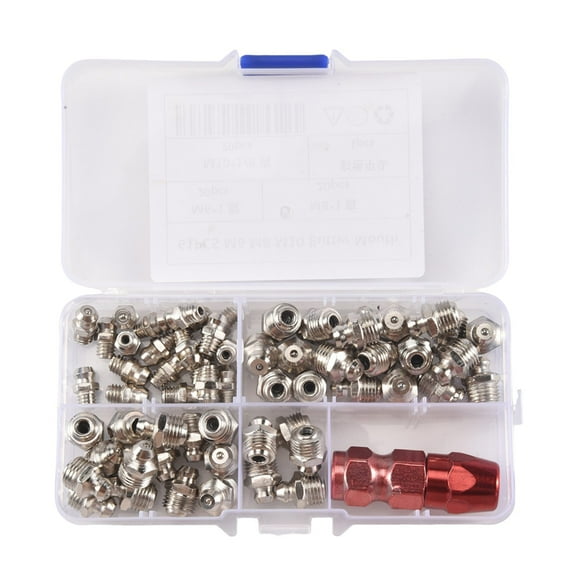 61Pcs/Set Grease Fitting Pack M6/M8/M10 Metal Nipple Mechanical ...