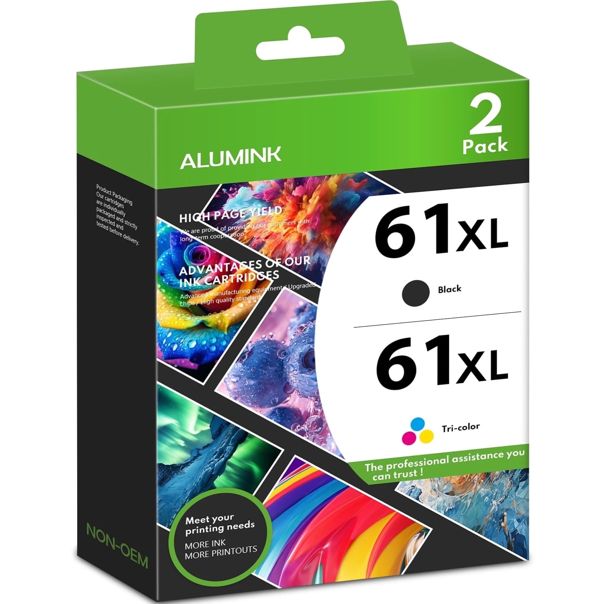 61XL 2-Pack Black and Tri-Color Ink Cartridge Replacement for HP Envy ...