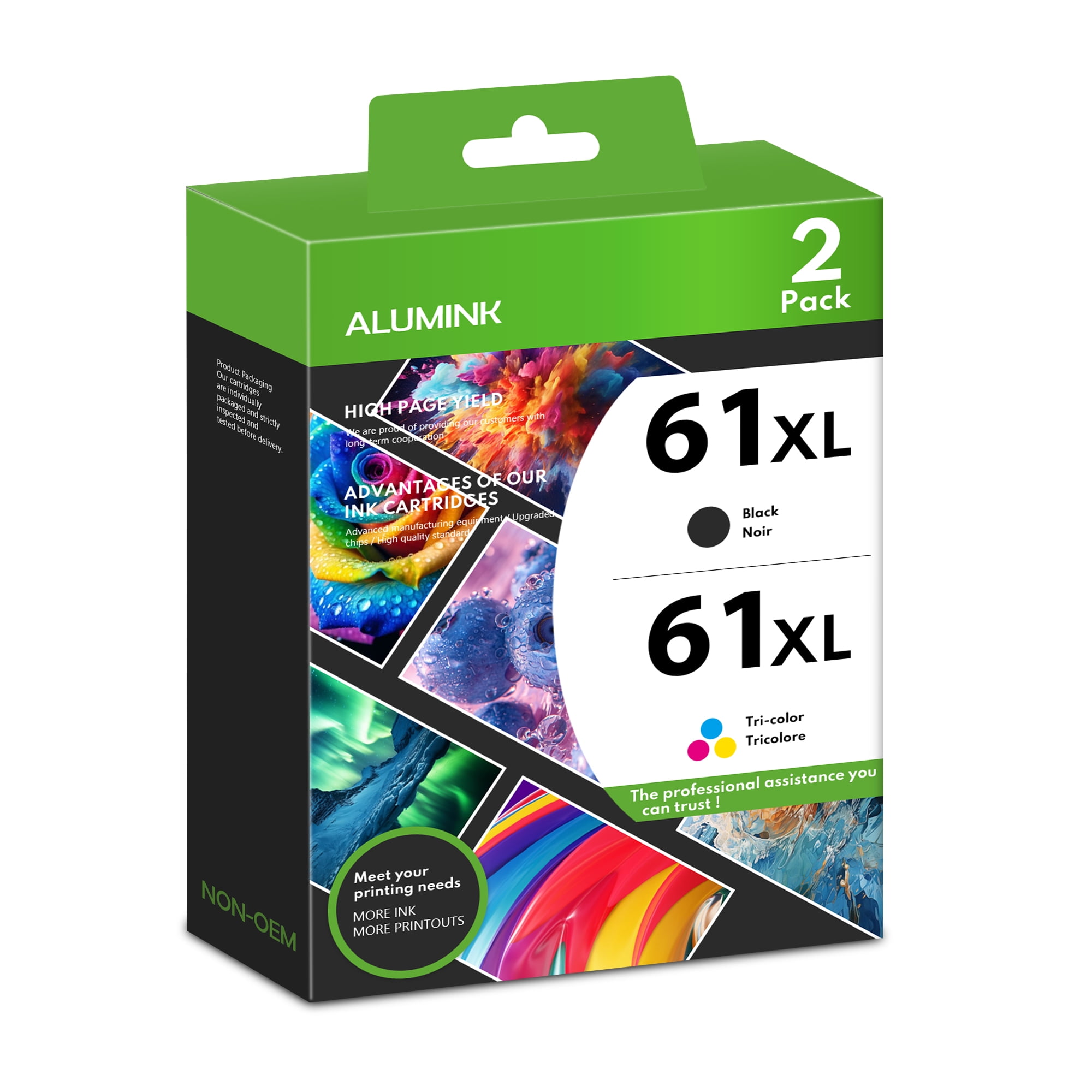 61XL 2-Pack Black and Tri-Color Ink Cartridge Replacement for HP Envy ...