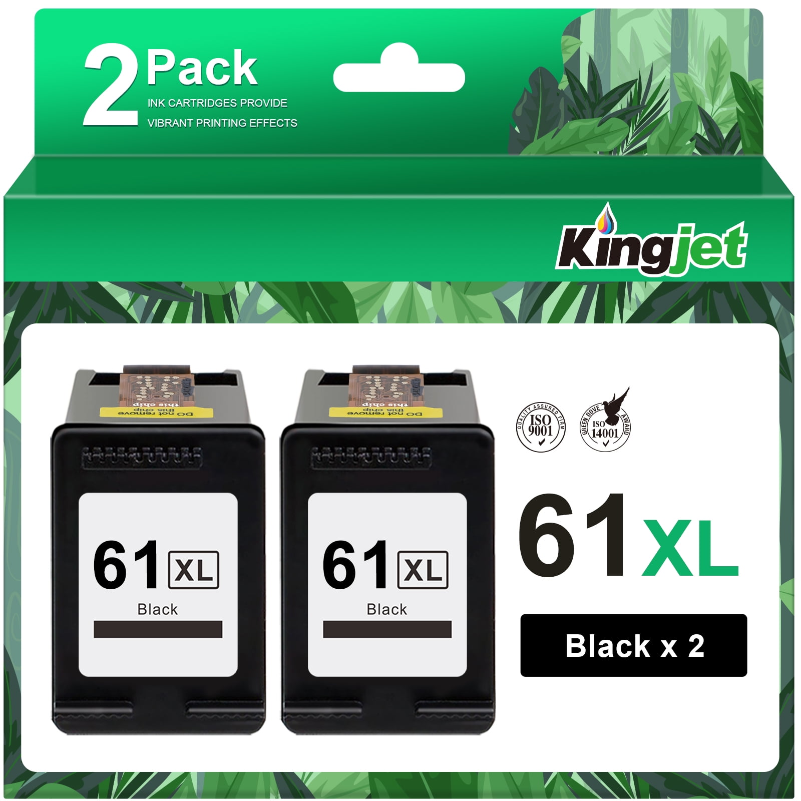 HP 61XL Black Ink Cartridge (2-Pack) for Envy 4500, 5530, Deskjet 1000 ...